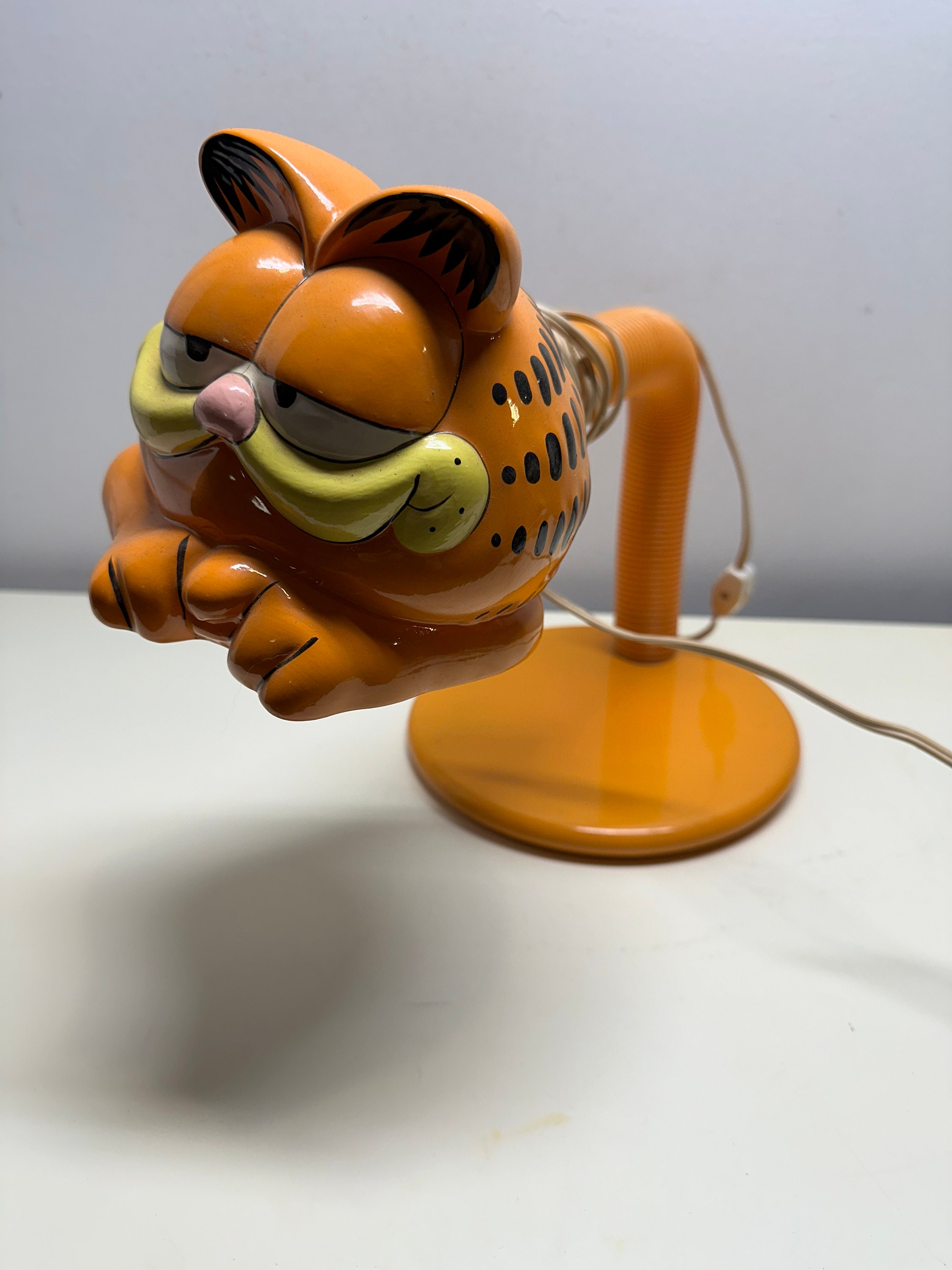 Vintage 1981 Garfield Gooseneck Desk Lamp W/ceramic Shade - Etsy