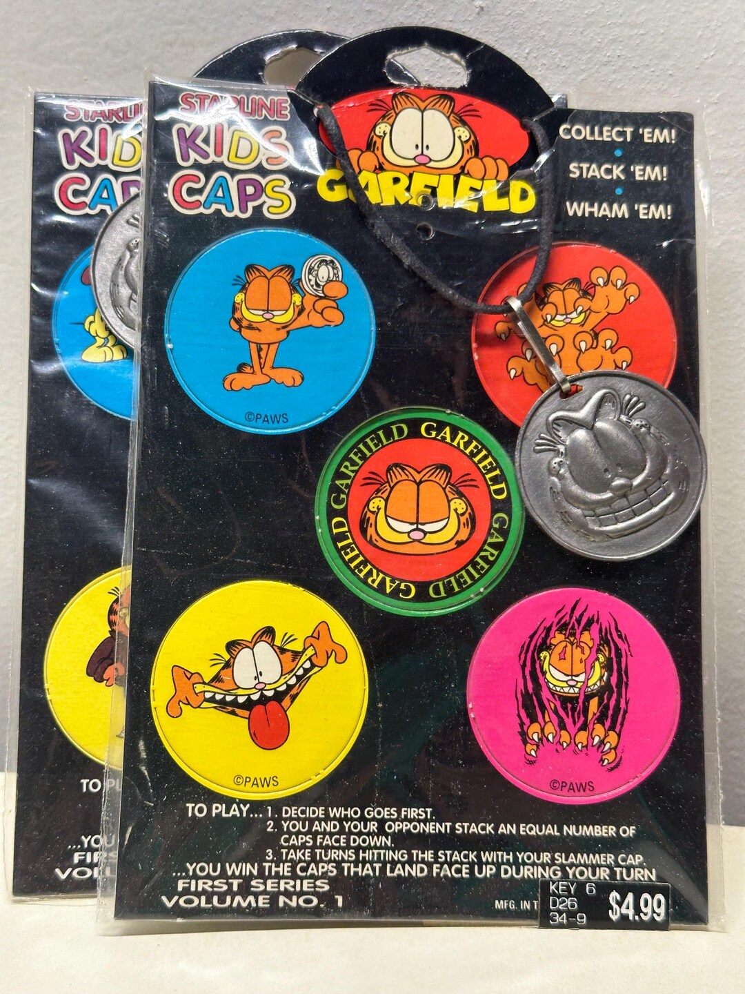 Vintage Garfield Pewter Starline Kids Caps Charm Necklace Set - Etsy