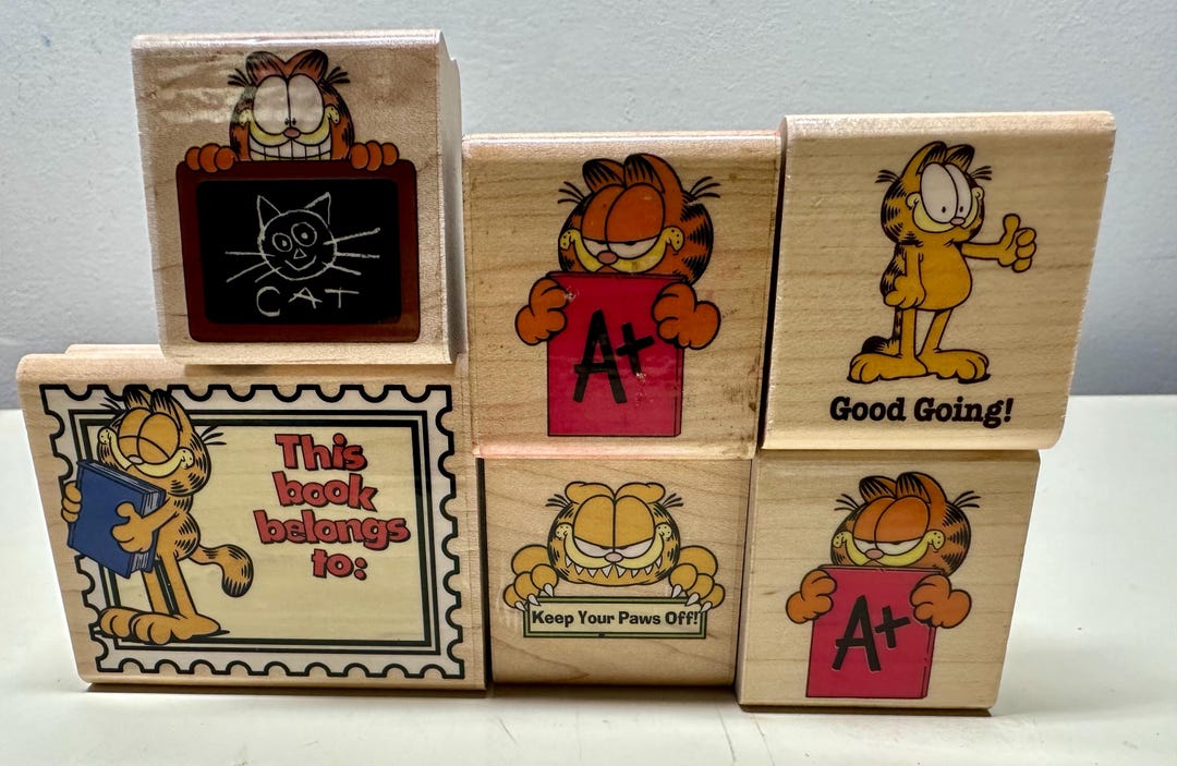 Vintage Wooden Garfield Rubber Stamps Set of 6 - Etsy