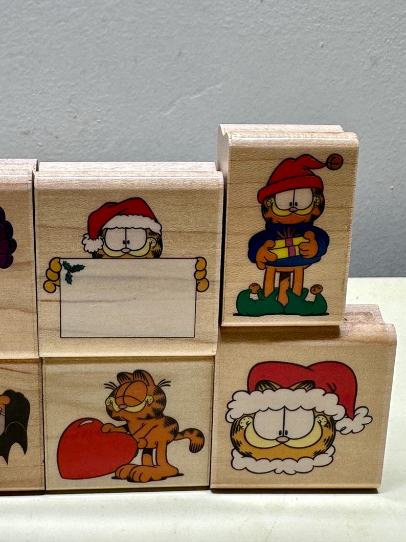 Vintage Wooden Garfield Rubber Stamps Set of 11 Holiday Stamps - Etsy