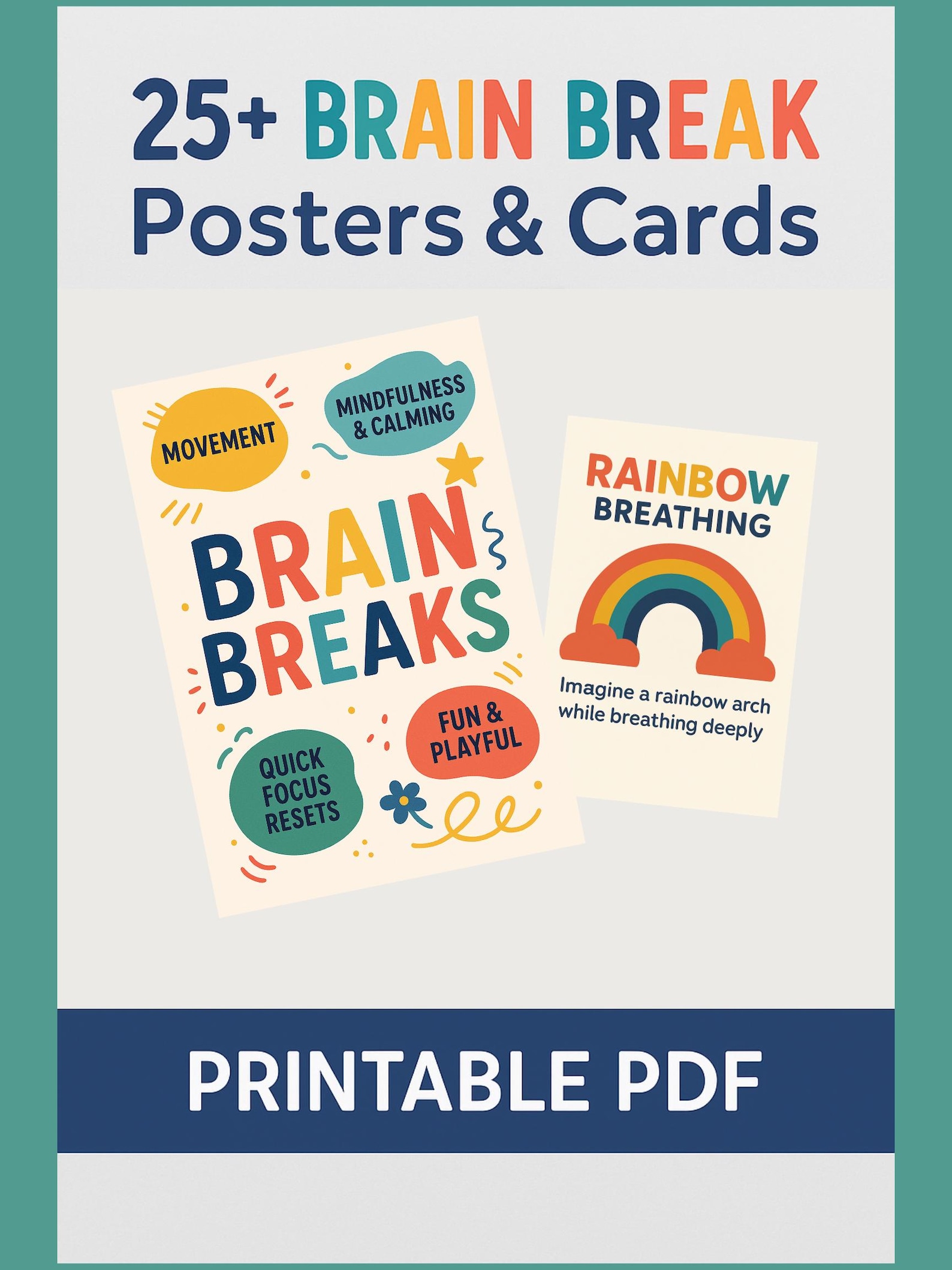 Brain Breaks Poster & Cards: Classroom Counseling Mindfulness ...