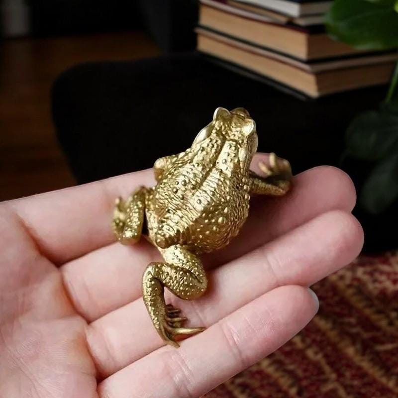 Antique Handmade Small Toad Figurine, Personalized Pet Ornament, Golden ...