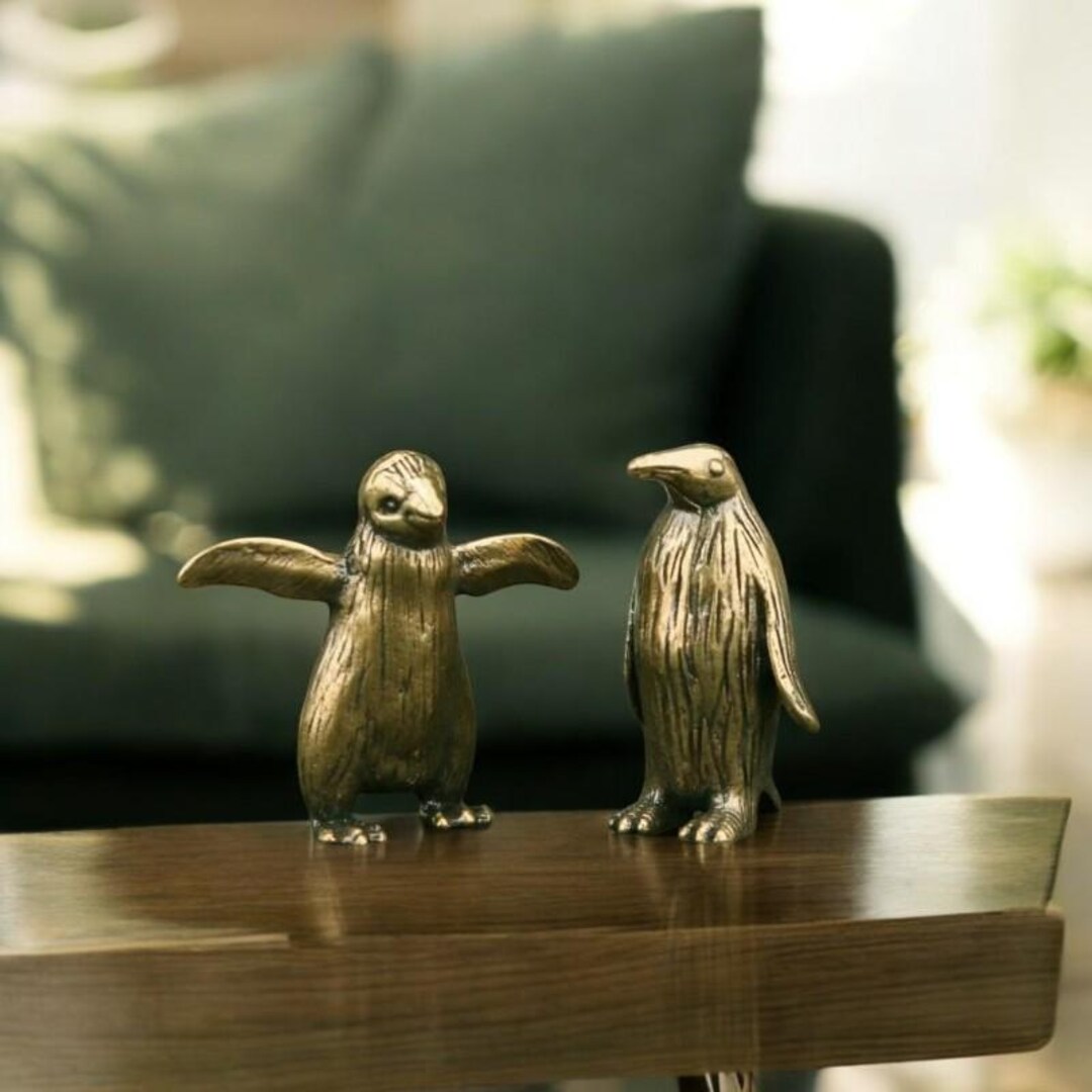 Brass Penguin Statue, Standing Little Penguin Figurine, Cute Marine ...