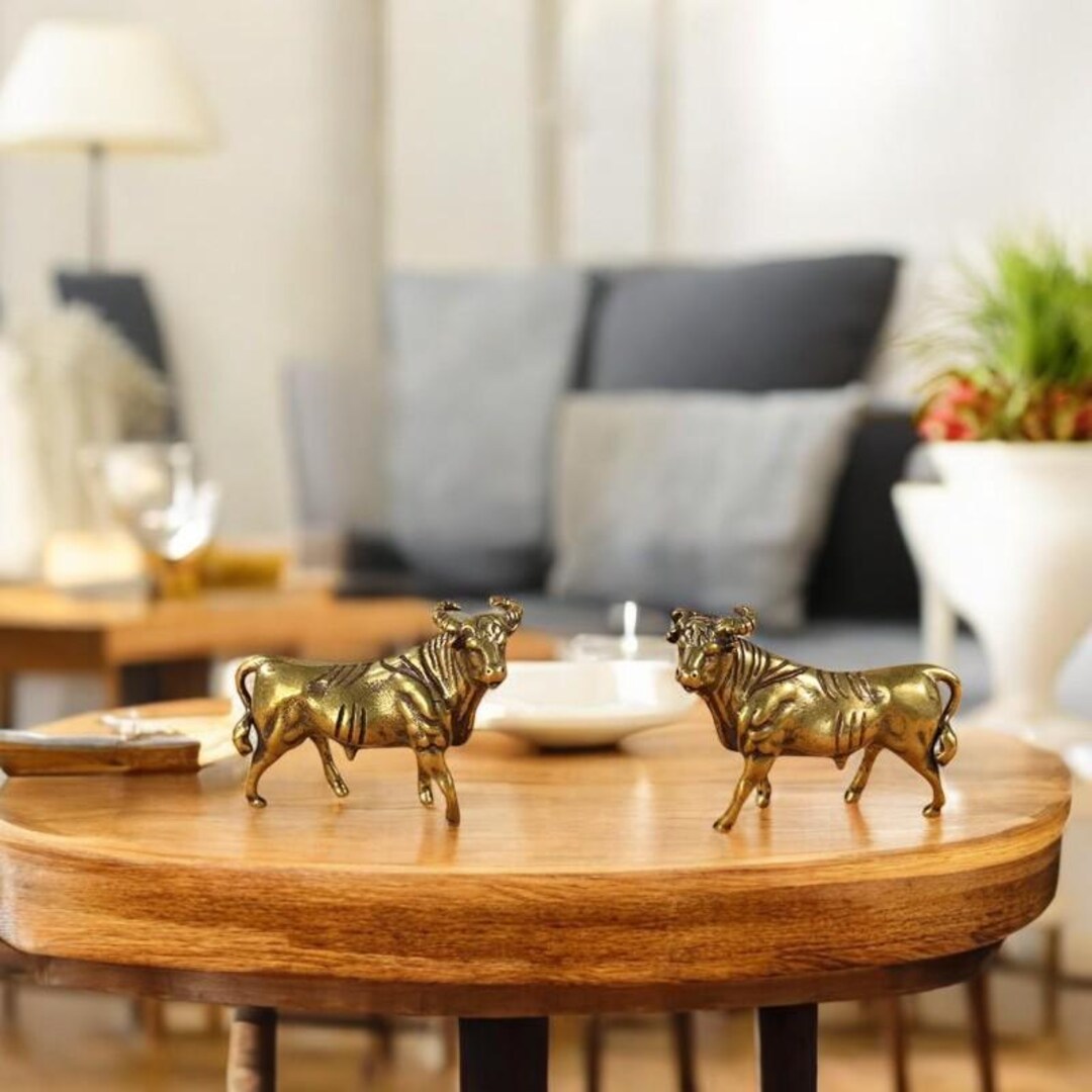 Pure Brass Bull Statue, Mini Zodiac Ox Figurine, Handmade Copper Animal ...