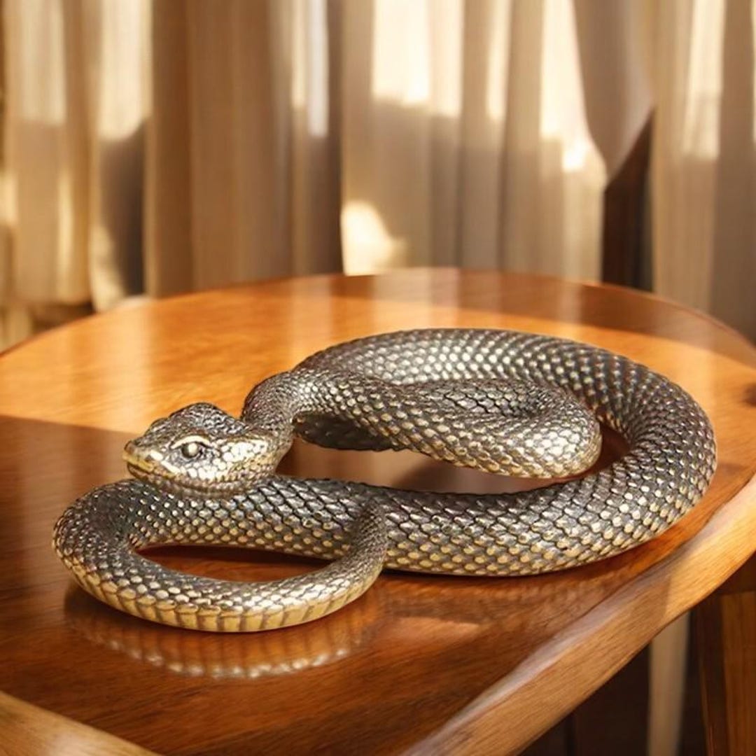 Bronze Snake Sculpture – Unique Handmade Metal Snake Figurine for ...