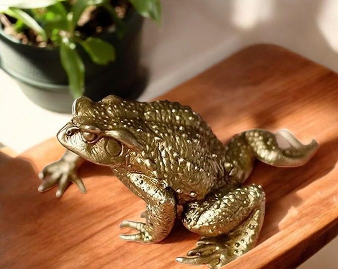 Antique Handmade Small Toad Figurine, Personalized Pet Ornament, Golden ...