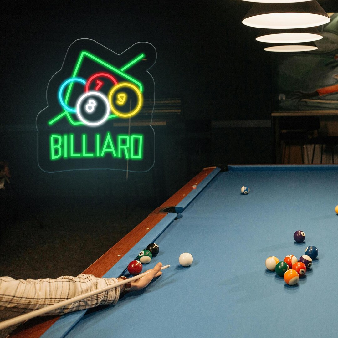 Billiards Neon Sign, Billiard Club Sign, Sport Zone Decor, Pool Table ...