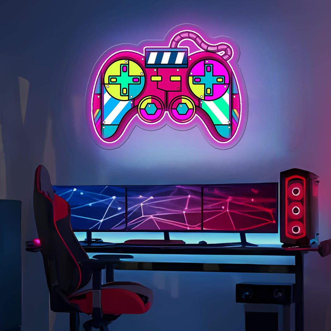 Gamer Neon Sign, Led Dimmable Neon Signs, Blast Game Controller Neon ...
