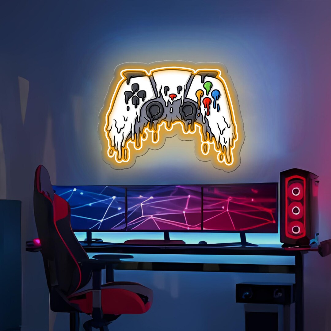 Melting Game Controller Neon Sign, Abstract Gaming Decor for Modern ...