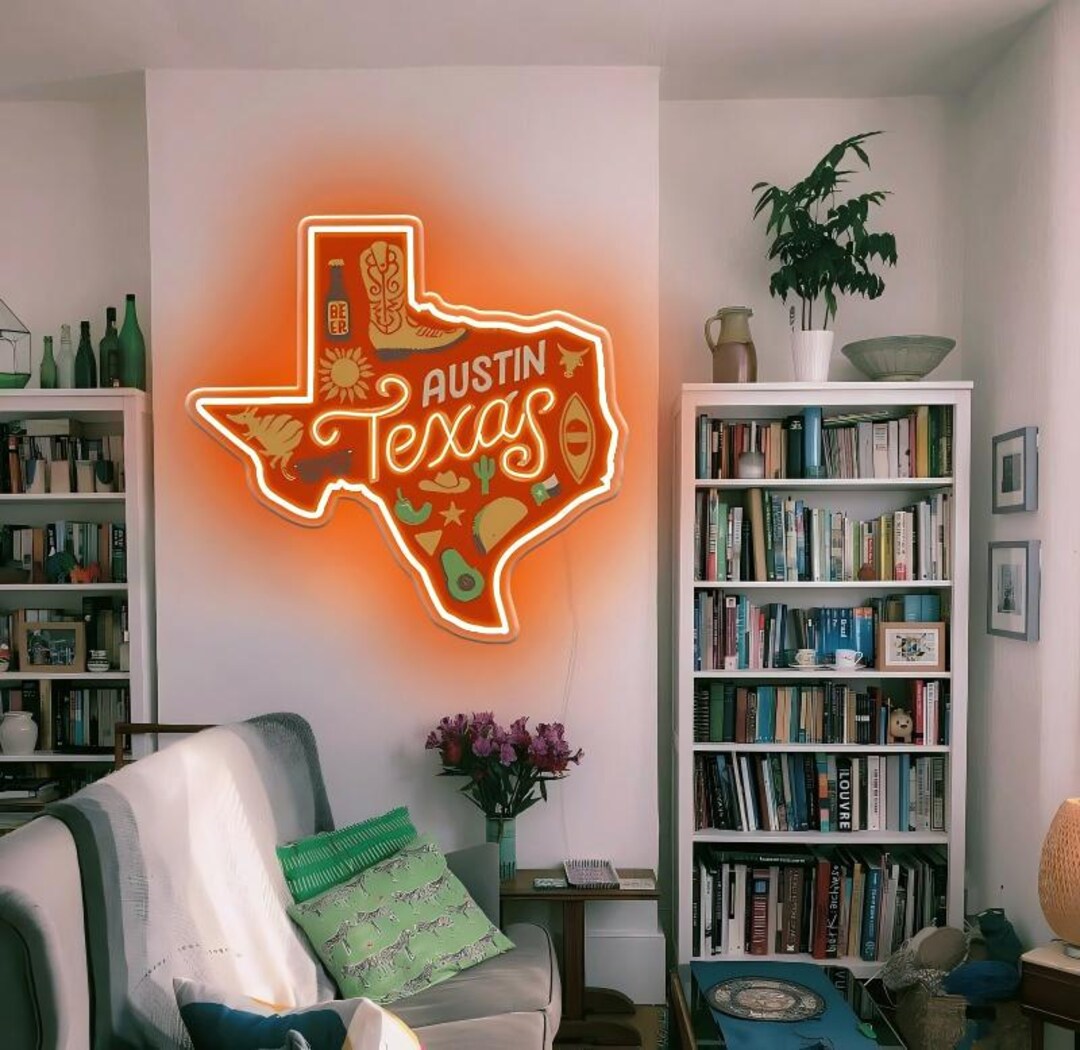 Texas Map Neon Sign, Texas Cactus Neon Sign, Western Decor, Gift for ...