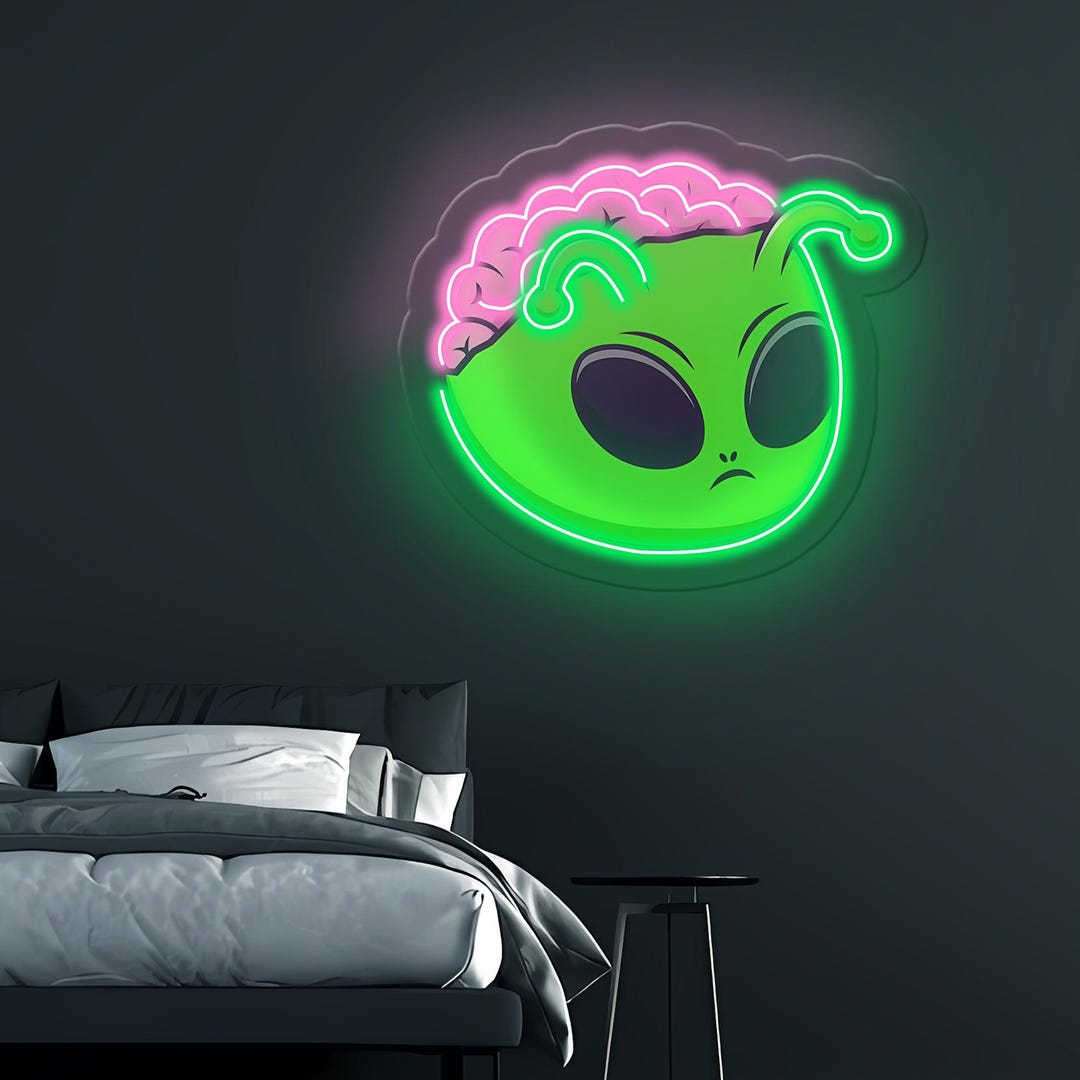 Alien Face Neon Light, Space Alien Led Light, Room Wall Decor ...