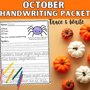 October Handwriting Packet Handwriting Practice Pages for Kids - Etsy