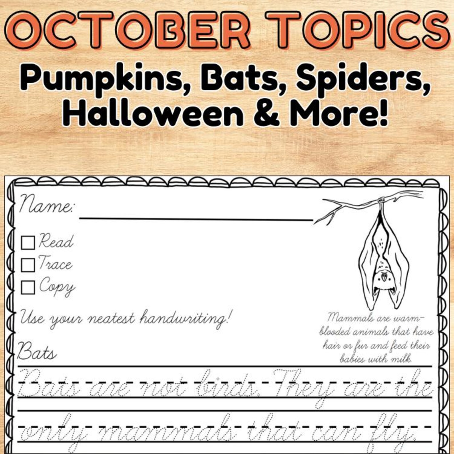 October Cursive Handwriting Practice Pages Cursive Writing Worksheets ...