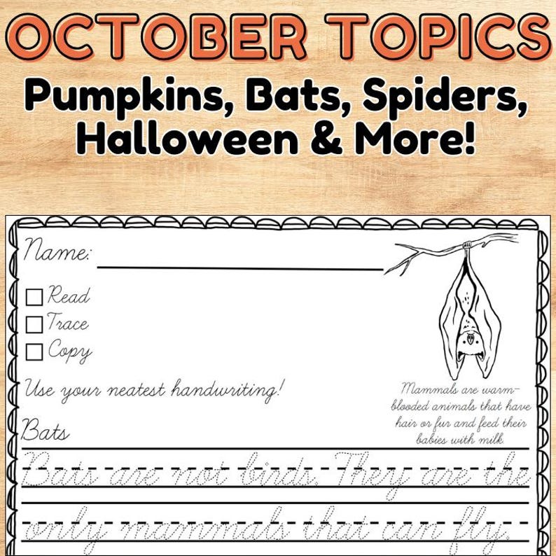 October Cursive Handwriting Practice Pages Cursive Writing Worksheets ...