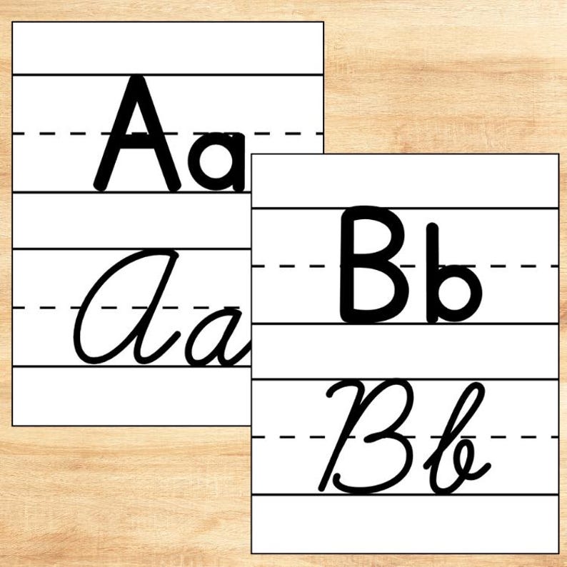 Cursive and Print Alphabet Posters Classroom Alphabet Minimalist Black ...