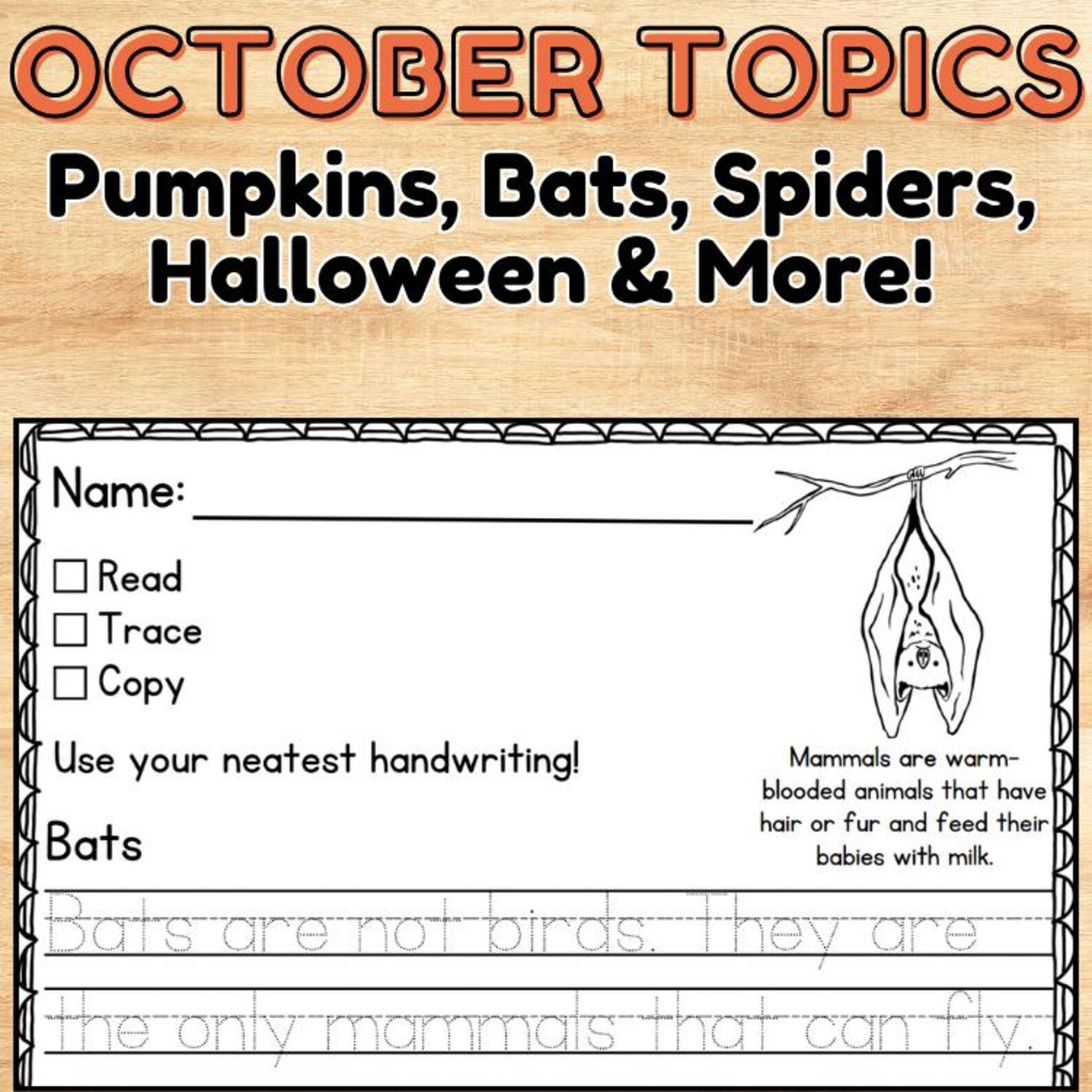 October Handwriting Packet Handwriting Practice Pages for Kids - Etsy