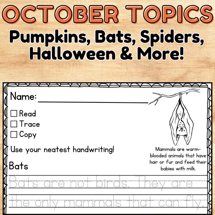 October Handwriting Packet Handwriting Practice Pages for Kids - Etsy