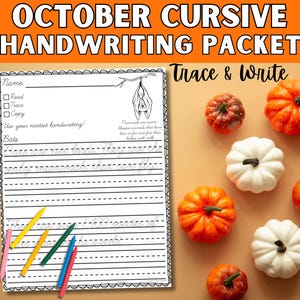 October Cursive Handwriting Practice Pages Cursive Writing Worksheets ...