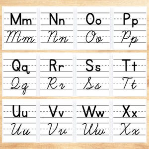 Cursive and Print Alphabet Posters Classroom Alphabet Minimalist Black ...