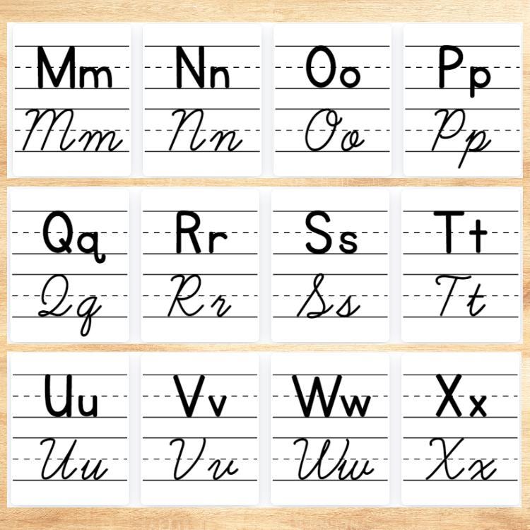 Cursive and Print Alphabet Posters Classroom Alphabet Minimalist Black ...