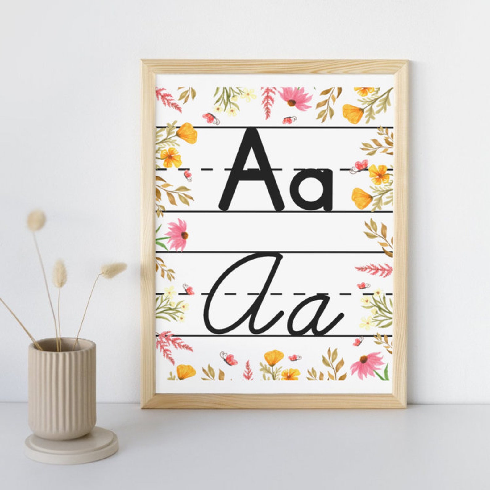 Cursive & Print Classroom Alphabet Posters Butterfly Garden Floral - Etsy
