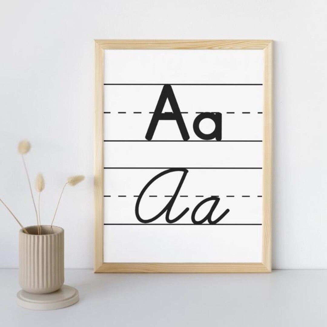 Cursive and Print Alphabet Posters Classroom Alphabet Minimalist Black ...