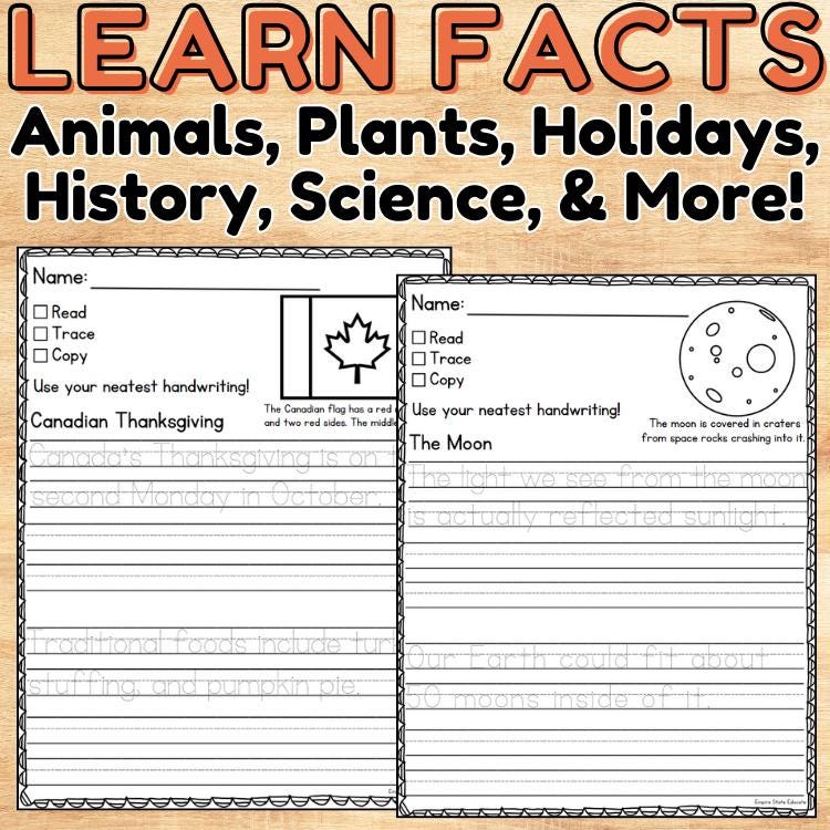 October Handwriting Packet Handwriting Practice Pages for Kids - Etsy