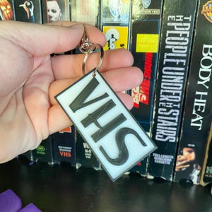 VHS Video Cassette Tape Logo Keychain 80s 90s 2000s Black White Key ...