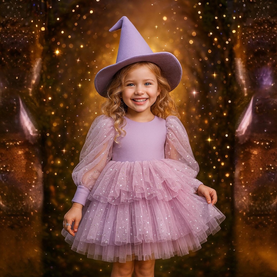 Girl Black Starry Witch Halloween Costume Dress, Kids Halloween Dress ...