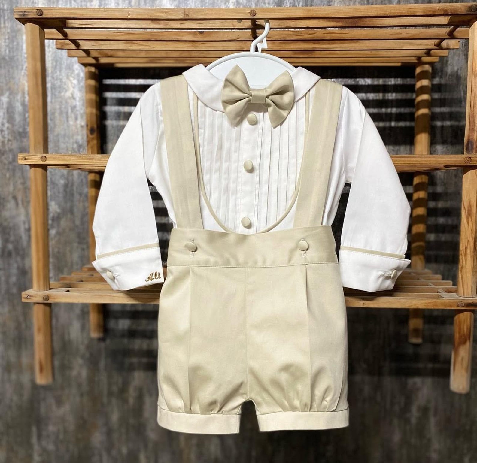 Baby Boy White Custom Initials Birthday Outfit | Ring Bearer Suit ...
