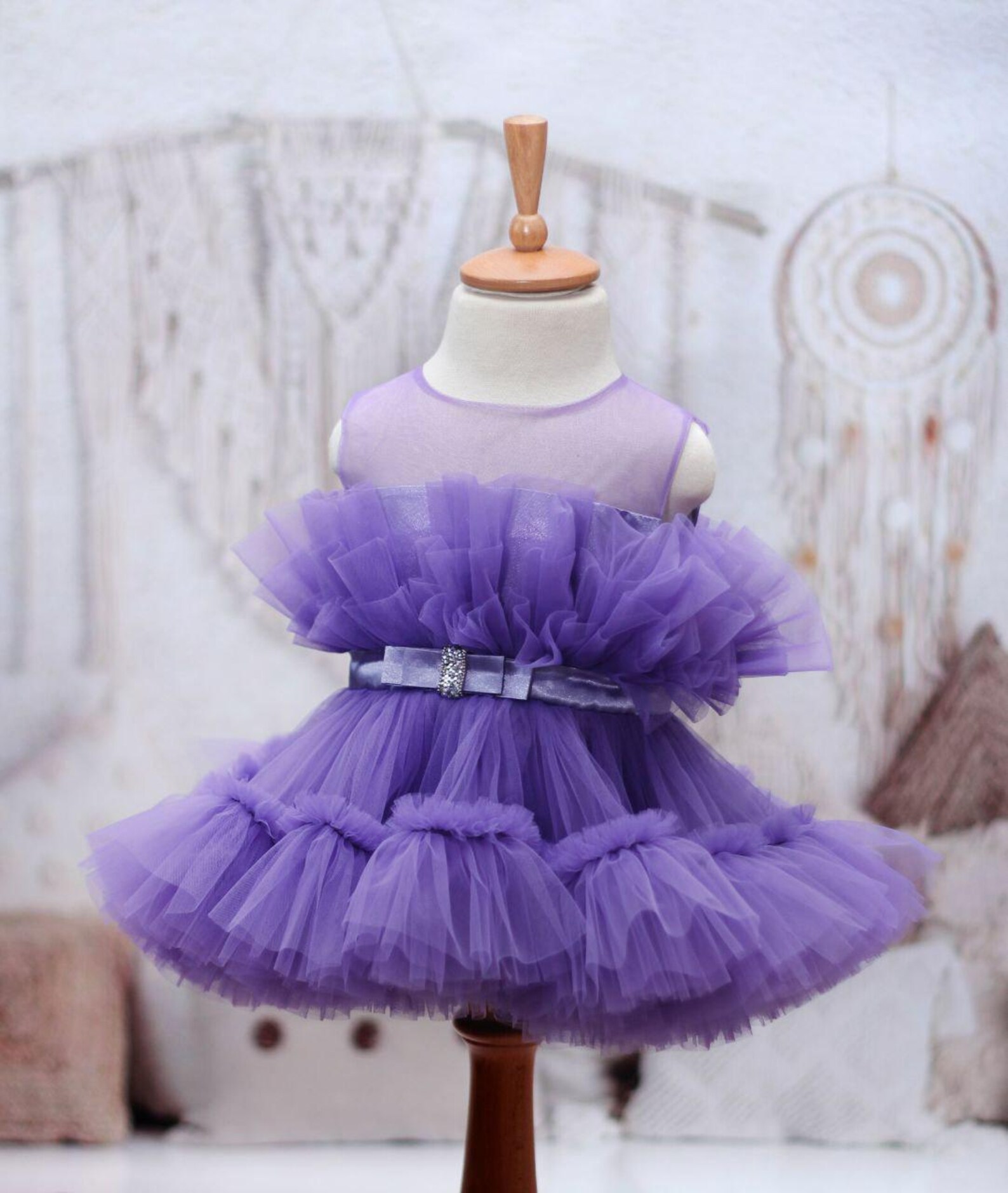 Baby Girl Pink Birthday Dress, Kid Puffy Fluffy Tutu Dress, Girls ...