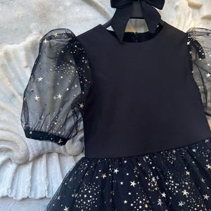 Black Starry Girls Witch Halloween Costume Dress, Kids Halloween Dress ...