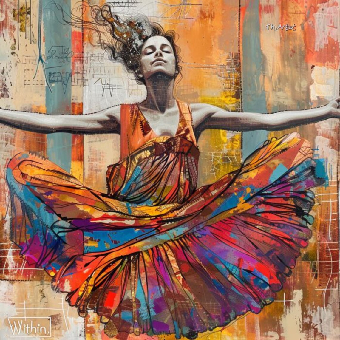 A Wall Frame With Pop Art Mixed to Abstract Expressionism Style to Show ...