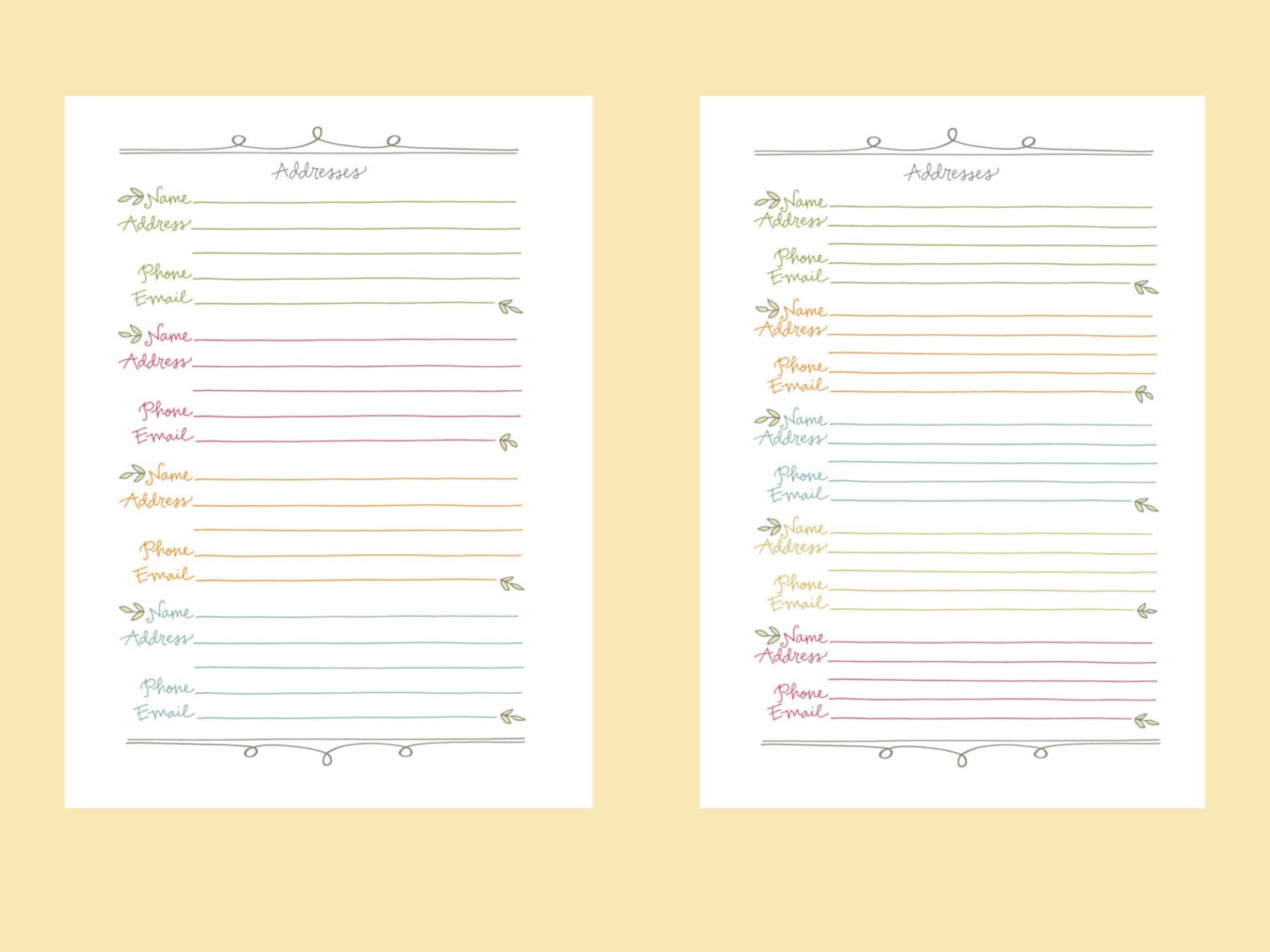 Printable Address List: Handwritten in 3 Sizes - Etsy