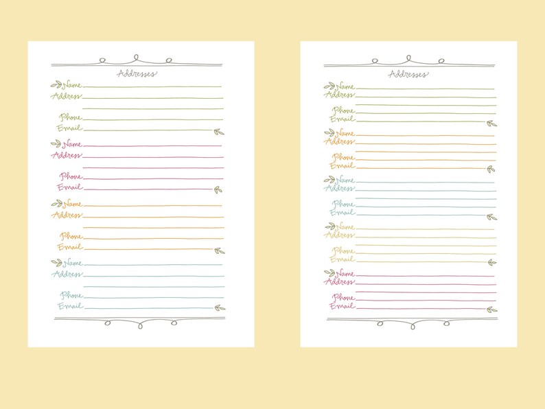 Printable Address List: Handwritten in 3 Sizes - Etsy