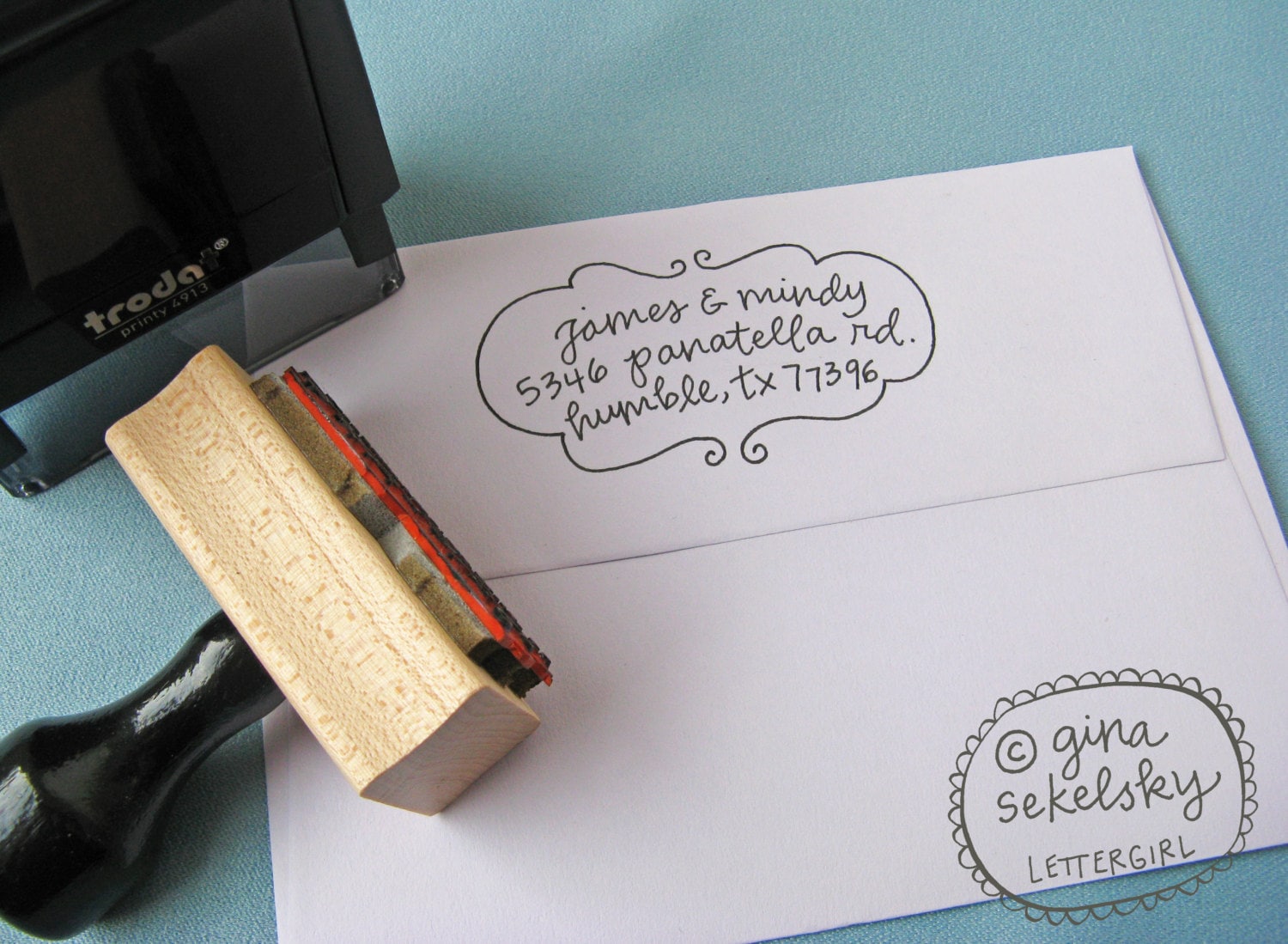 Handwritten Ingrid Address Stamp: Your Choice of Self-inking or Red ...