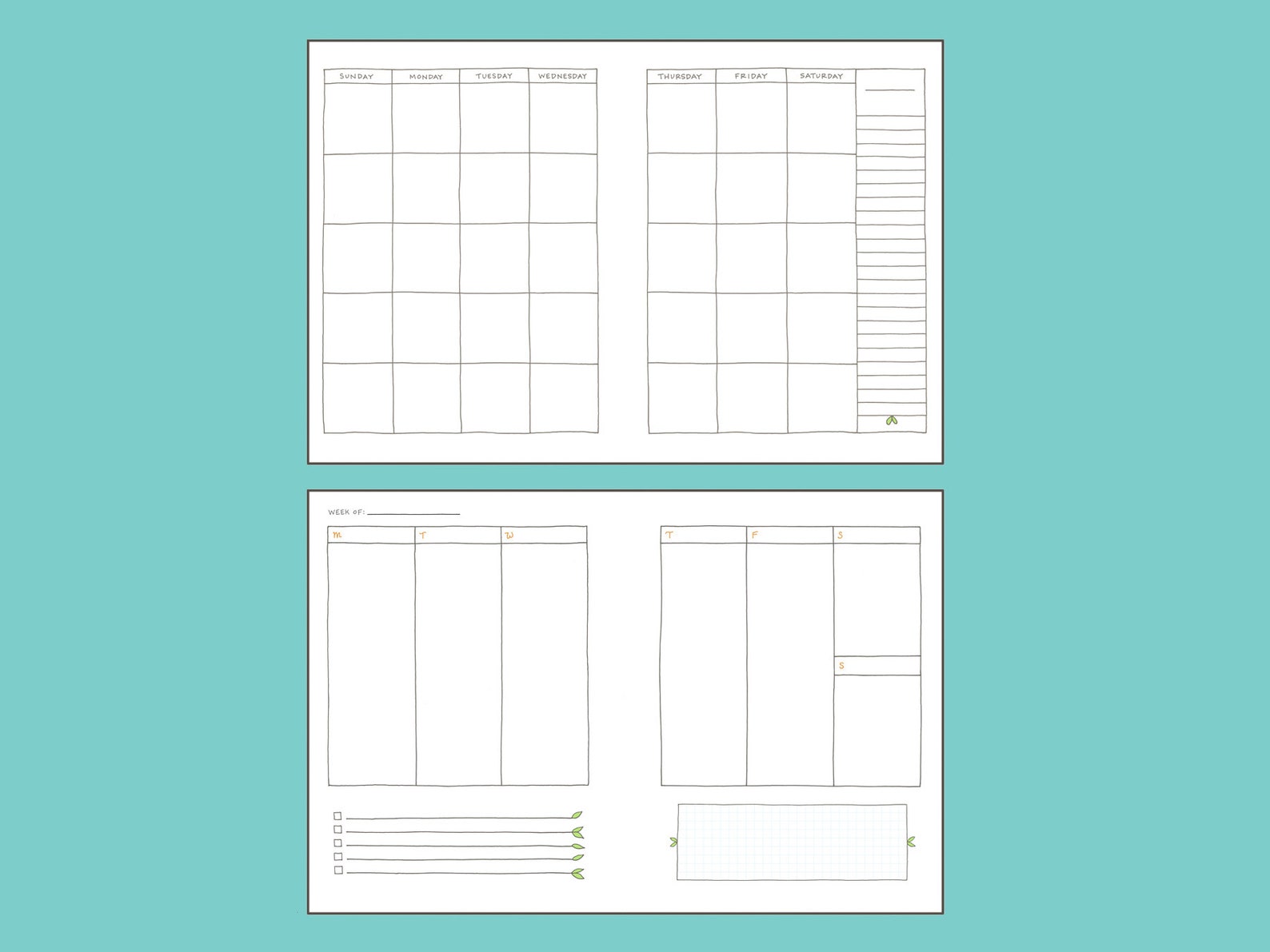 Handwritten Planner Pages, Downloadable, Printable, PDF, Undated - Etsy