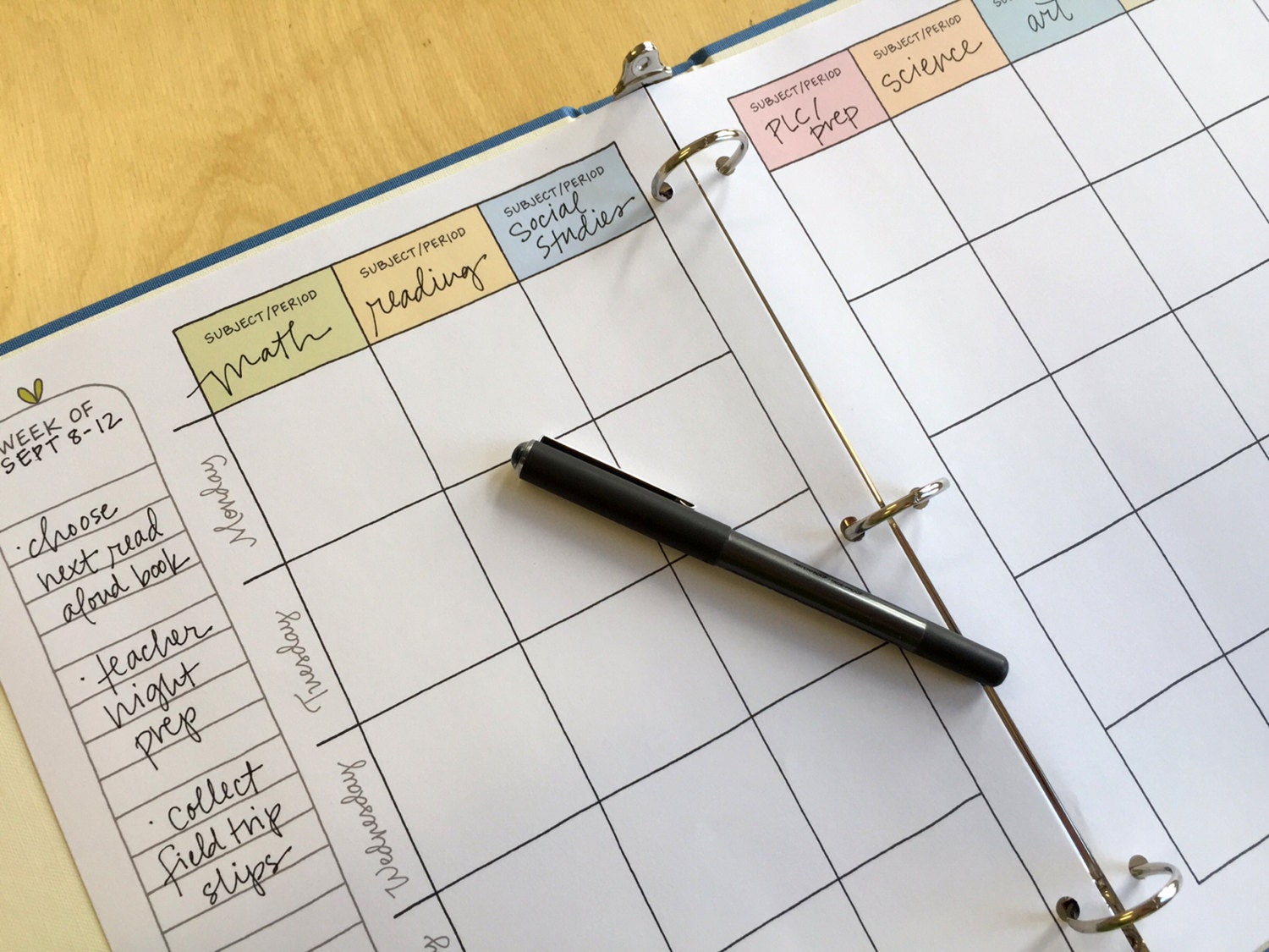 Teacher Planner Printable Pages Color and Black/white | Etsy