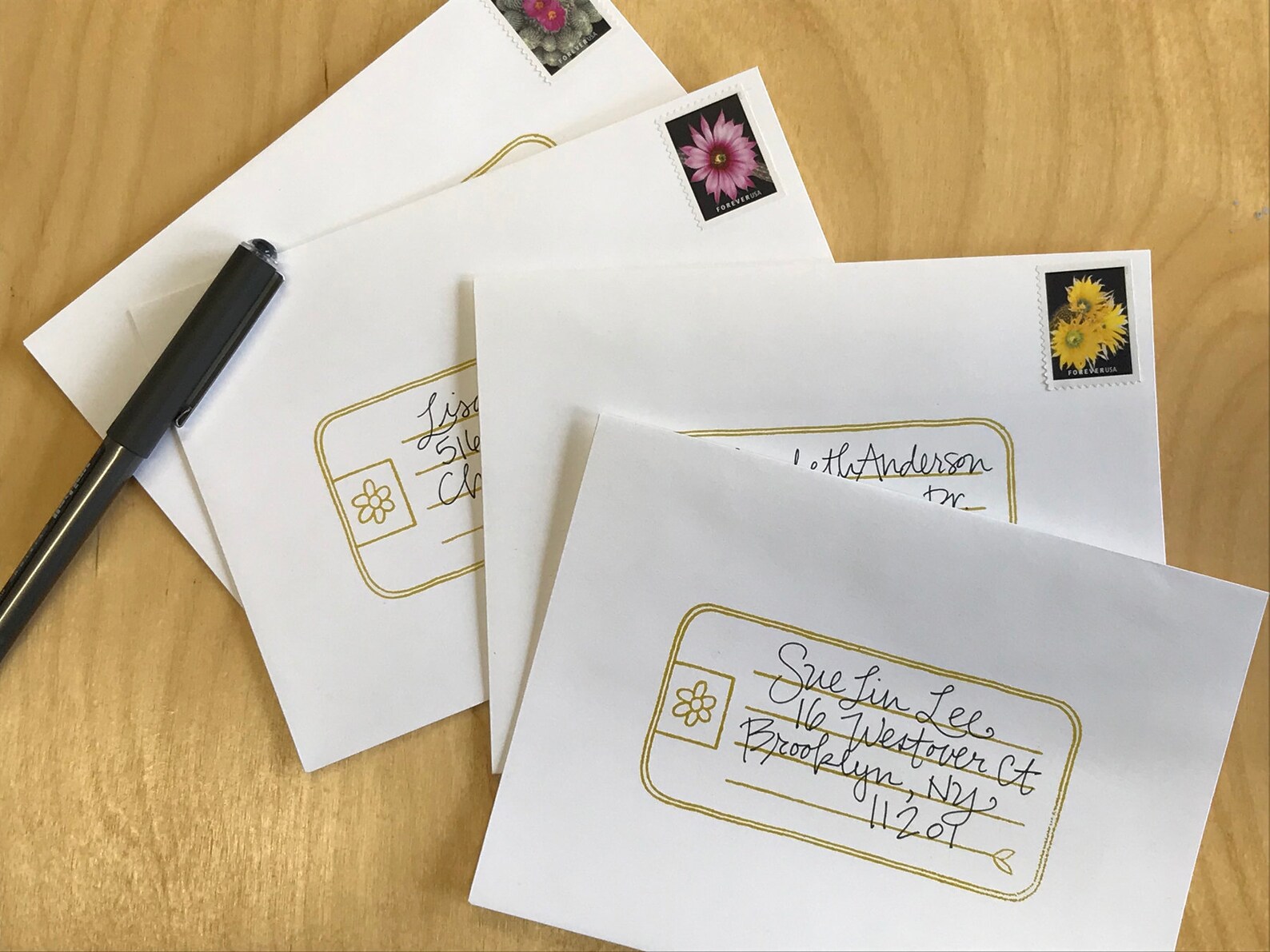 Flower Tag Addressing Stamp: Snail Mail Mail Art Handwritten | Etsy