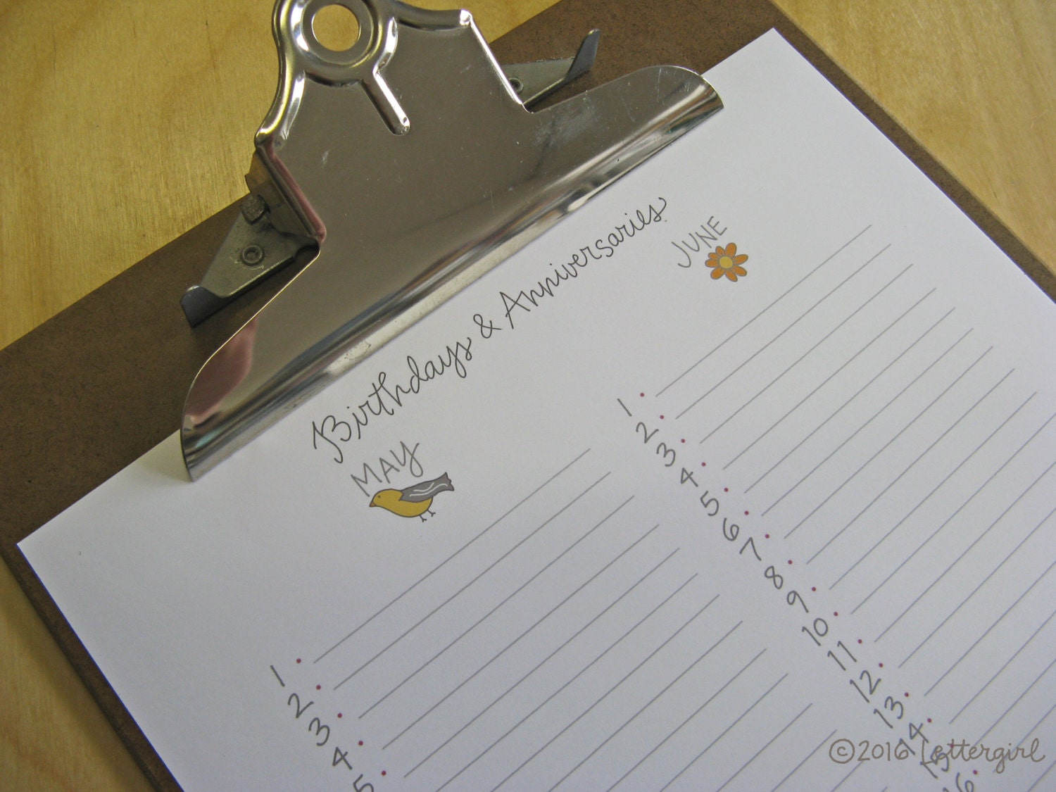 Printable Birthday List: Handwritten Record of Special Days | Etsy