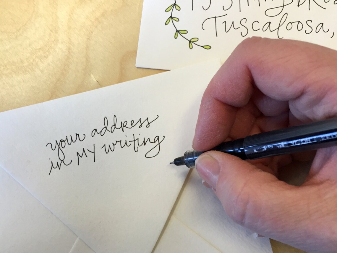 Handwritten Small Caps Address Stamp: Your Choice of Self-inking or Red ...
