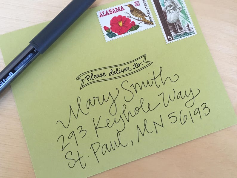 Please Deliver Stamp: Handwritten Snail Mail Stamp - Etsy