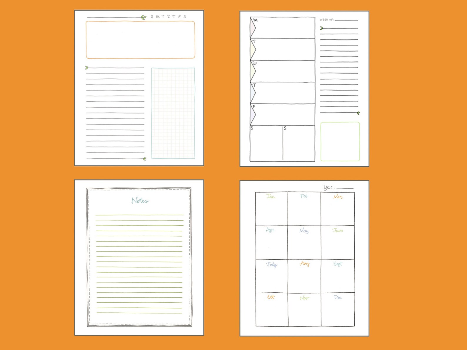 Handwritten Planner Pages, Downloadable, Printable, PDF, Undated - Etsy