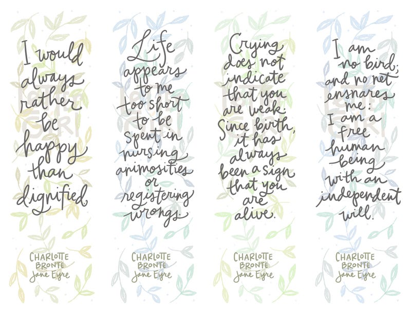Printable Bookmarks: Jane Eyre - Etsy
