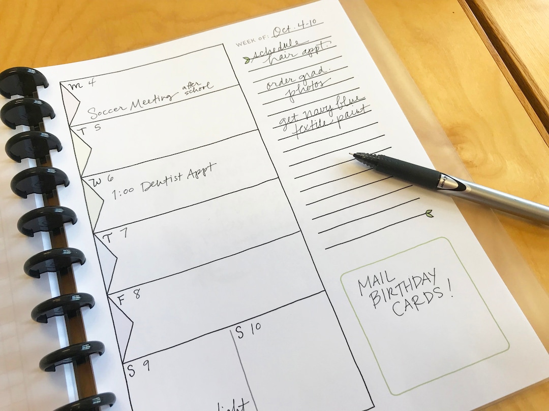 Handwritten Planner Pages, Downloadable, Printable, PDF, Undated - Etsy