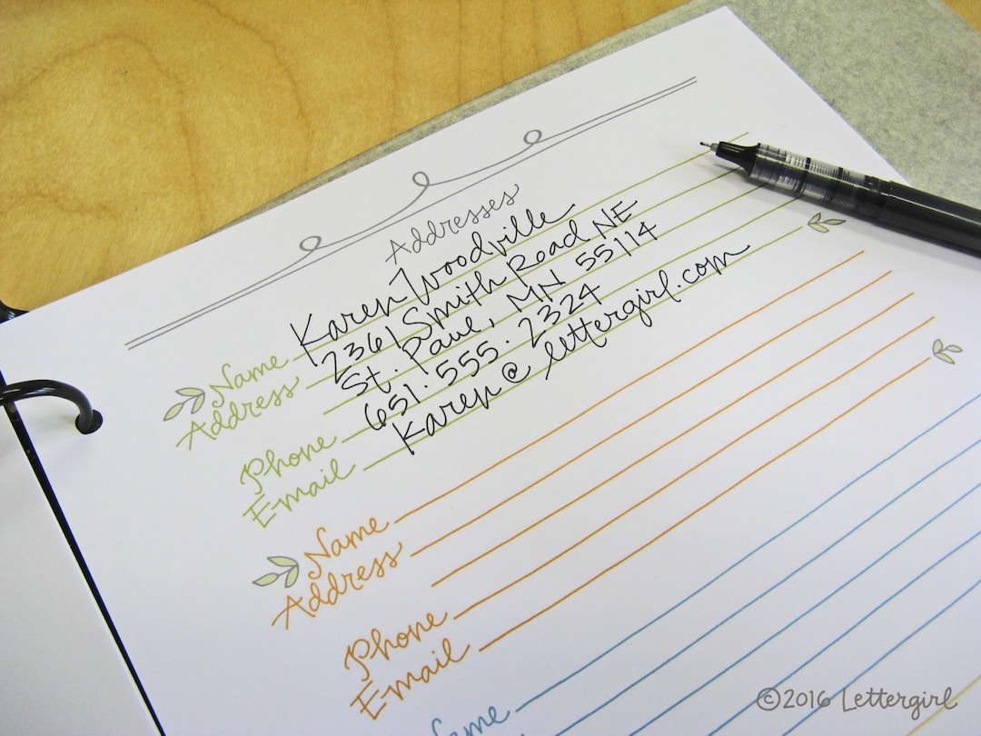 Printable Address List: Handwritten in 3 Sizes - Etsy