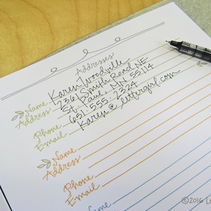 Printable Address List: Handwritten in 3 Sizes - Etsy