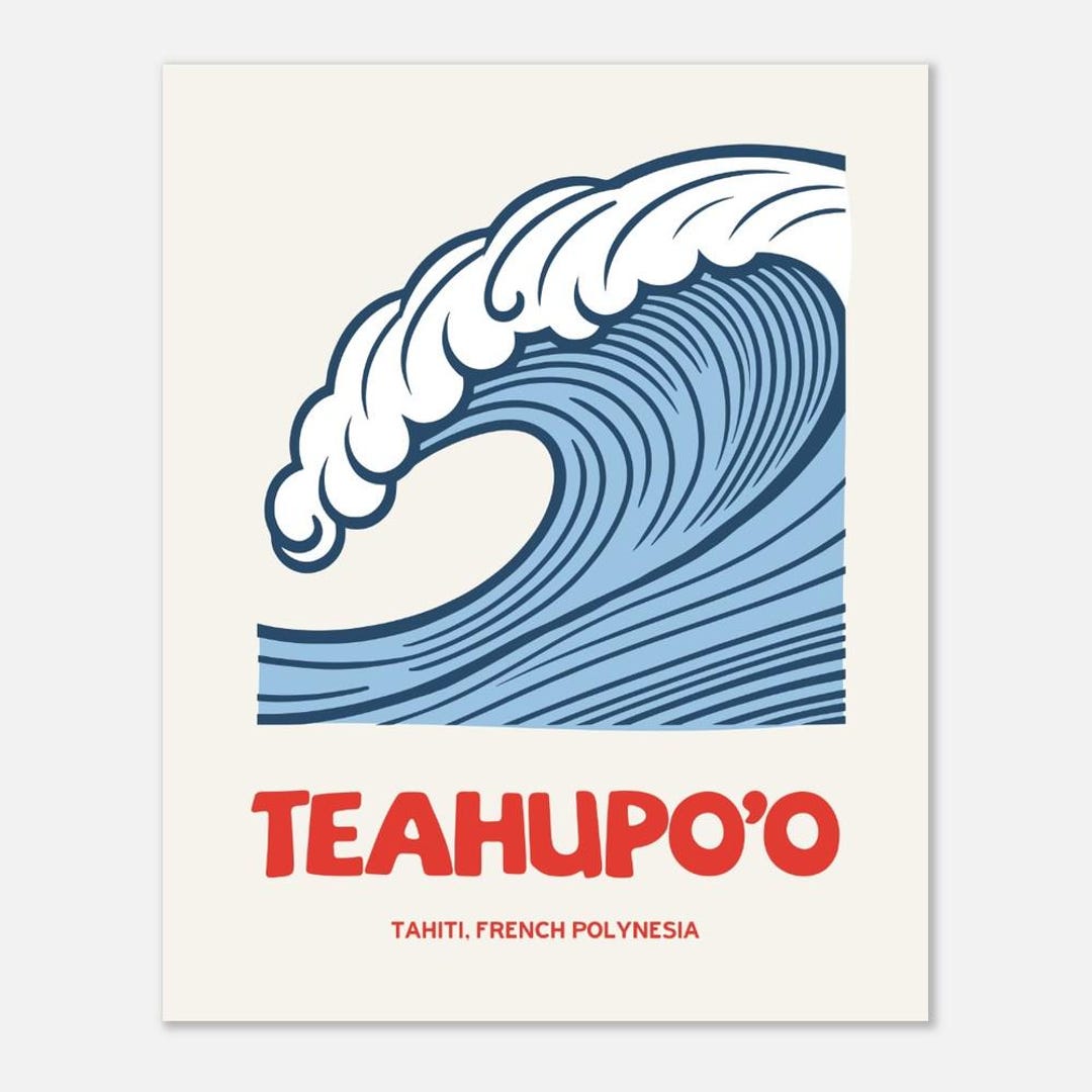 Surf Poster, Teahupo'o, Tahiti, Surf Art, Wall Art, Surfing Print ...
