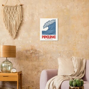 Surf Poster, Pipeline Hawaii, Surf Art, Wall Art, Surfing Print ...