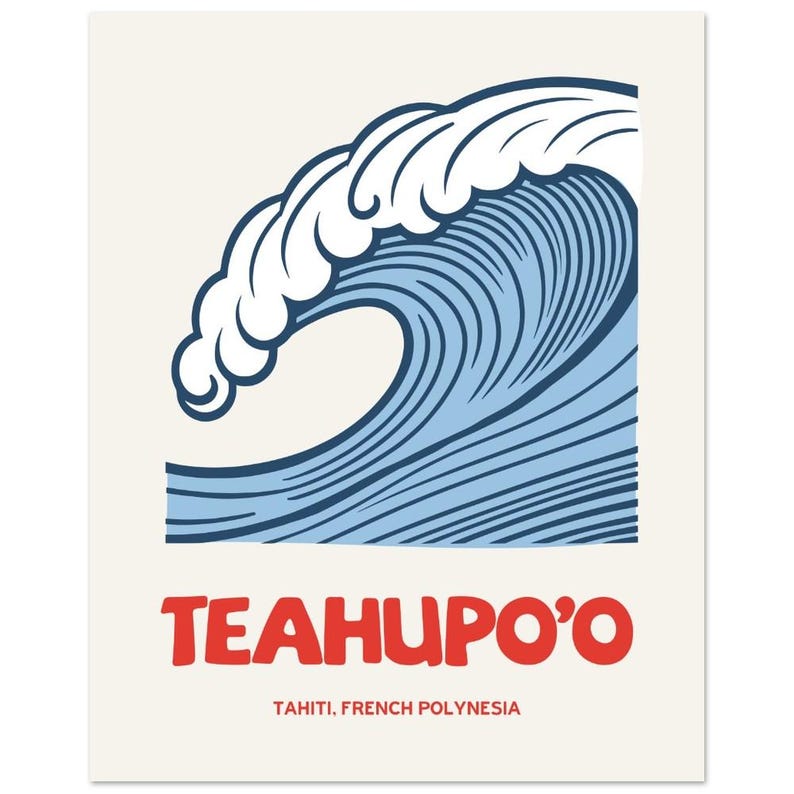 Surf Poster, Teahupo'o, Tahiti, Surf Art, Wall Art, Surfing Print ...